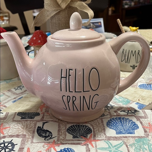 Rae Dunn | Other | New Rae Dunn Pink Artisan Teapot Hello Spring | Poshmark
